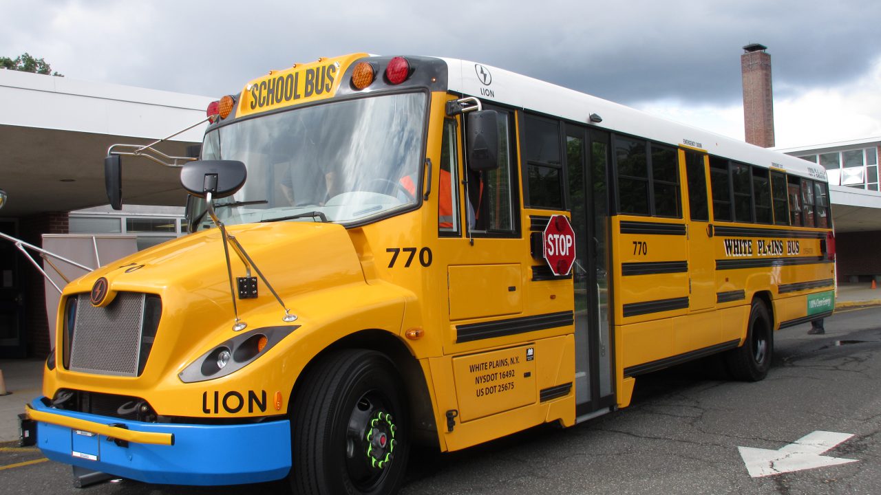 Electric school bus fleet in NY State. Lion Electric buses will be used ...