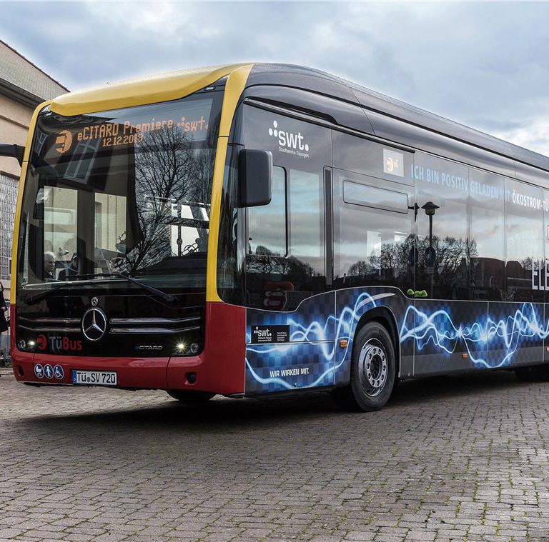 Five Mercedes eCitaro on their way to Bremen. With solid-state batteries