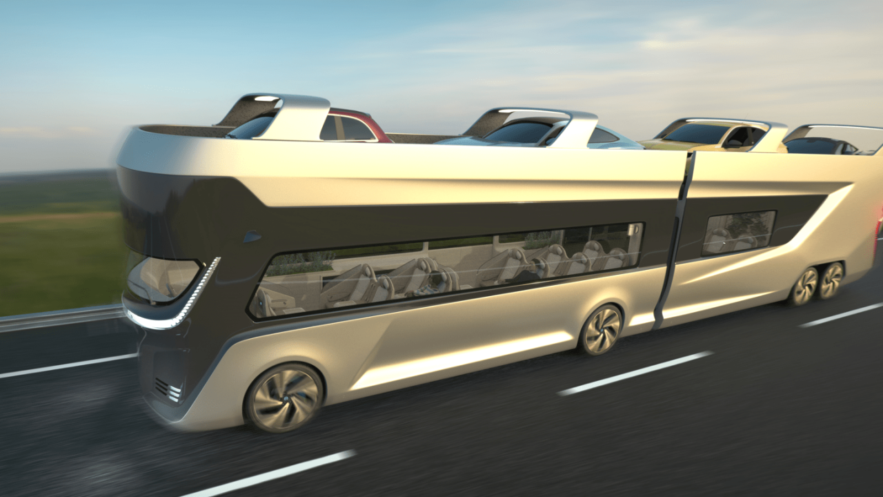 The French start-up and the H2 coach concept that carries cars with ...