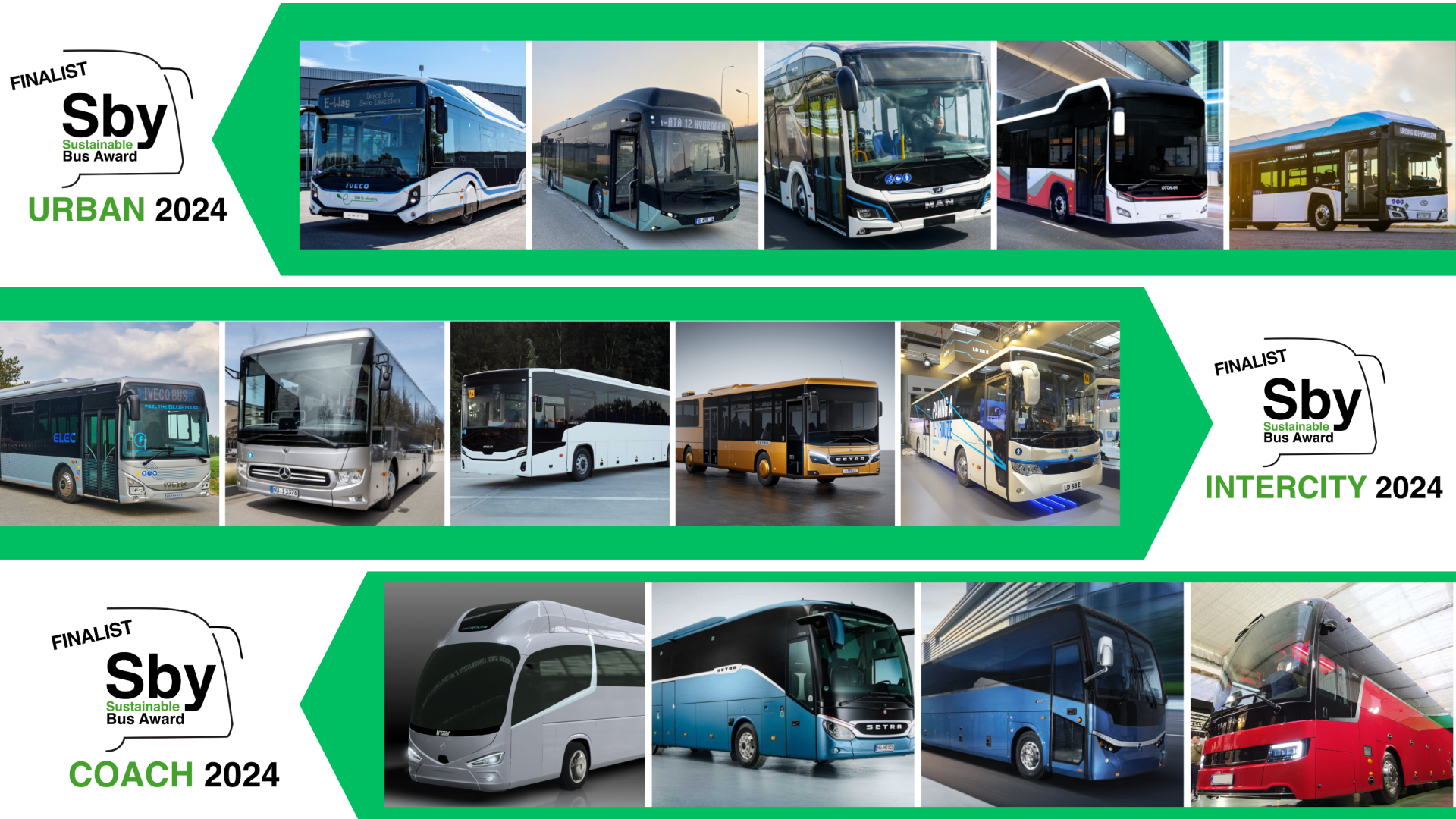 The Sustainable Bus Awards 2024 will be presented at Busworld. The list ...