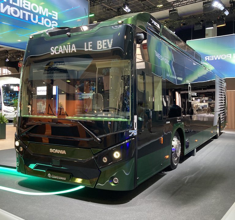 Scania unveiled its new battery-electric bus platform in Busworld