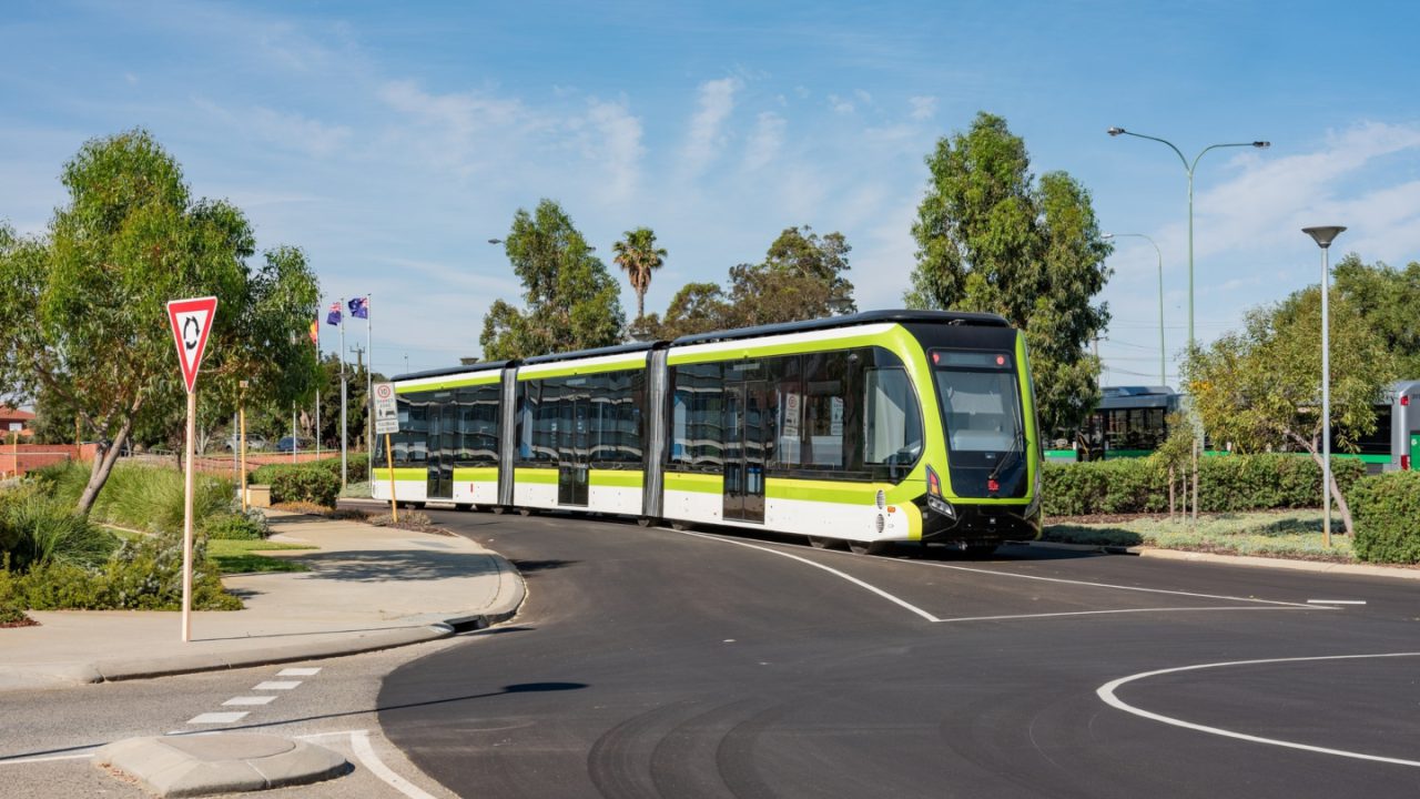 Trackless tram trial launched in Stirling (Perth, Australia) with a 30 ...