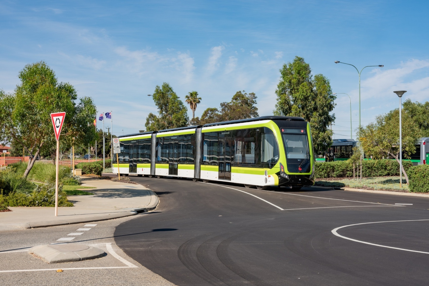 Trackless tram trial launched in Stirling (Perth, Australia) with a 30 ...