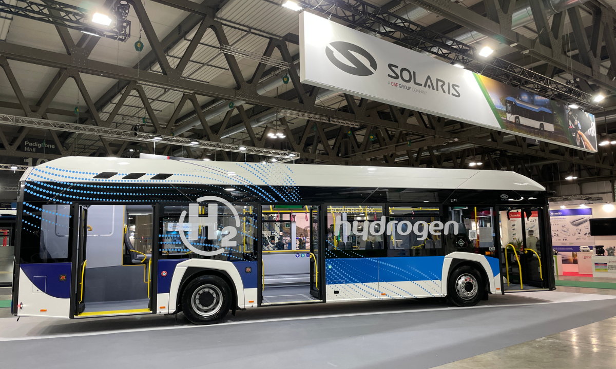 Solaris at Next Mobility Exhibition with the Urbino 12 hydrogen bus (600 units in order book)